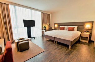 Estúdio, 1 cama King e sofá-cama, vista para a cidade | Roupas de cama premium, cofres nos quartos, escrivaninha