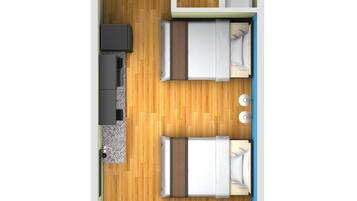 Quarto, 2 camas de casal, para não fumantes (Efficiency) | Wi-Fi de cortesia, roupa de cama