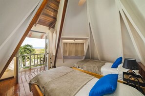 Bangalô, 1 quarto, vista para o oceano | Roupas de cama premium, camas com colchões pillow-top