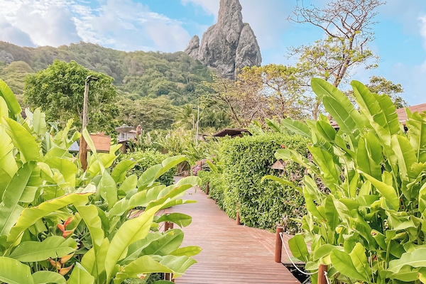 Terraço com espreguiçadeiras
