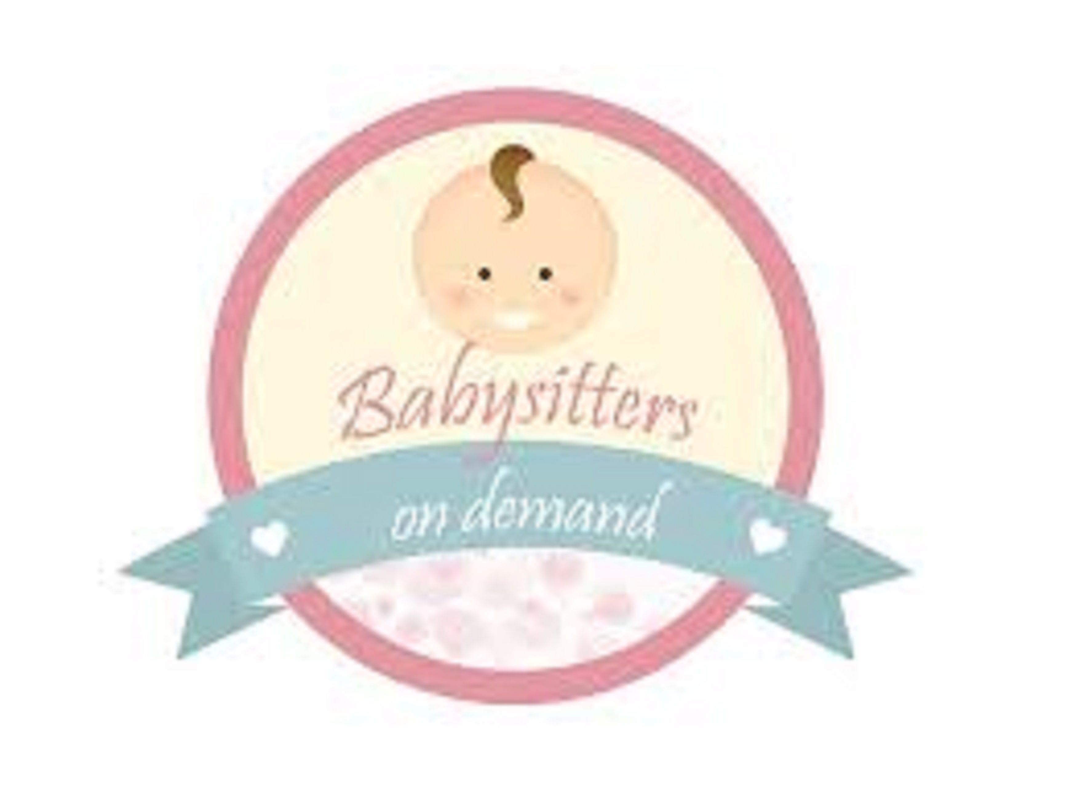 Logotipo com um bebê e o texto 'Babysitters on demand'.