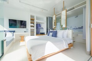 Villa, vista para o oceano | Roupa de alta qualidade, minibar com produtos grátis, cofre no quarto 