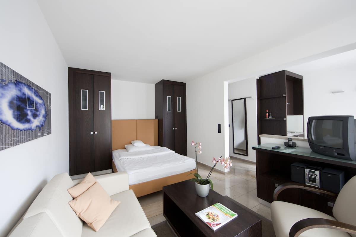 Apartamento, 1 cama individual (Check In @ Burns Art Hotel) | Minibar, cofre no quarto, secretária, quartos insonorizados 
