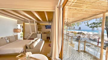 Beachfront Deluxe Bungalow | 1 quarto, camas desdobráveis, roupa de cama fornecida