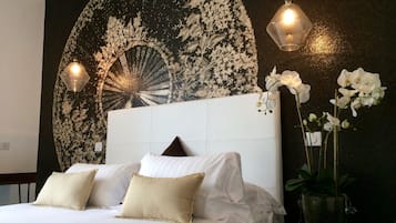 Quarto Duplo Deluxe, 1 cama queen-size | Lençóis de algodão egípcio, roupa de alta qualidade