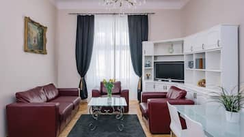 Apartamento design, 3 quartos, para não fumantes, cozinha (9) | Área de estar | TV de tela plana