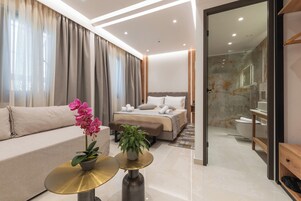 Suíte superior | 1 quarto, roupas de cama de algodão egípcio, roupas de cama premium