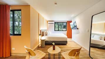 Apartamento standard, várias camas, cozinha | 1 quarto, roupas de cama premium, edredons de pluma, frigobar