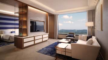 Ocean Tower Ocean Suite | Área de estar | TV 65 polegadas com canais digitais