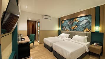 Quarto Twin Deluxe | 1 quarto, secretária, Wi-fi grátis, roupa de cama fornecida