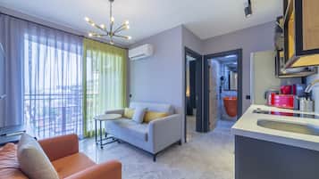 Apartamento Superior | 1 quarto, lençóis de algodão egípcio, roupa de alta qualidade