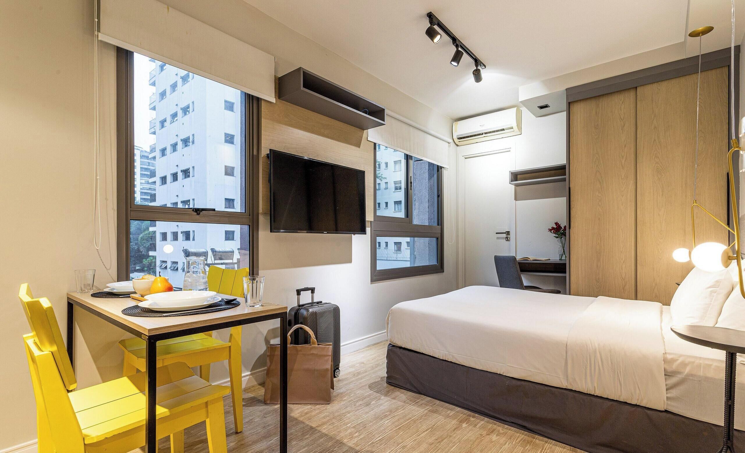 Estúdio Clássico | Wi-fi grátis, roupa de cama fornecida 