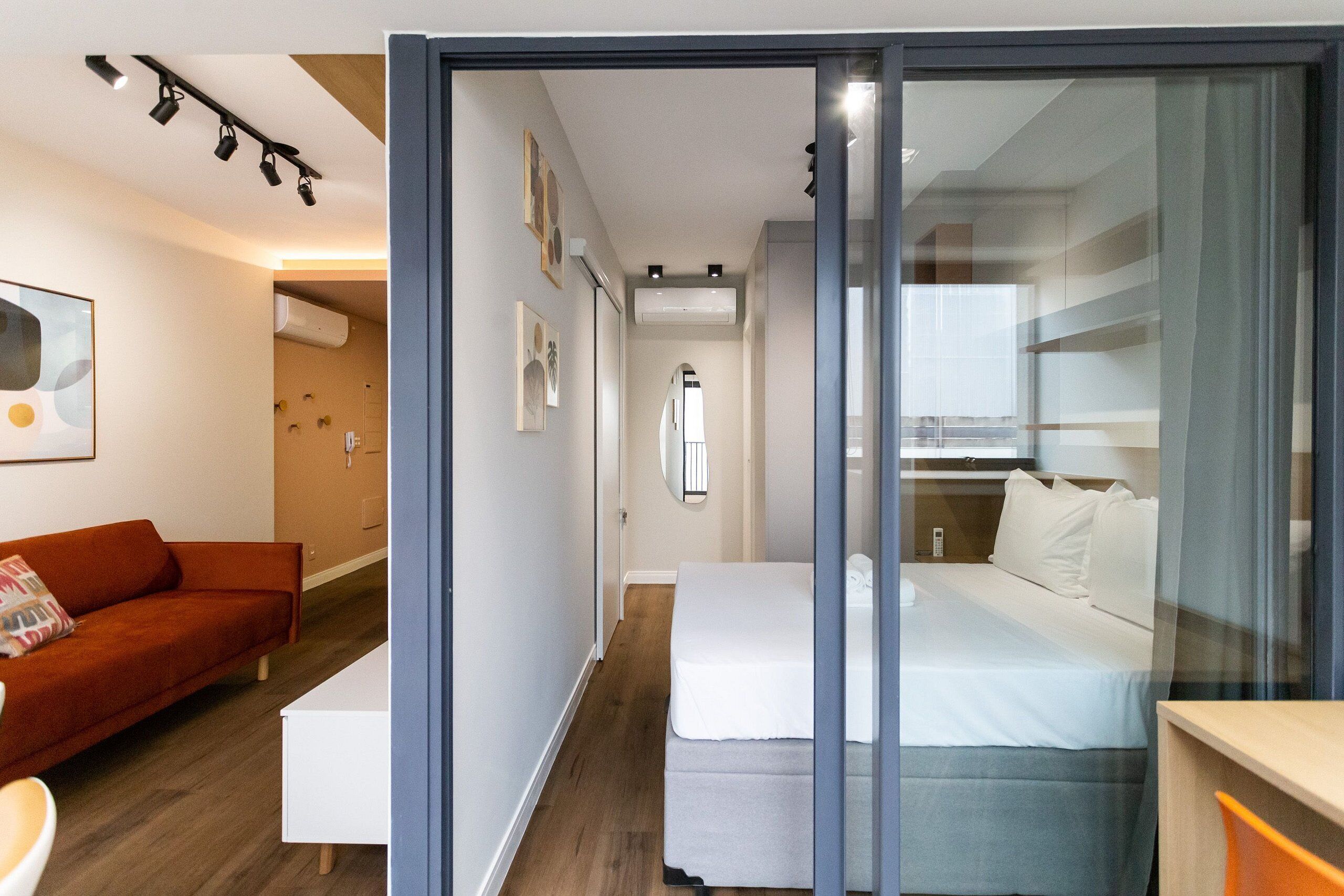 Apartamento | 1 quarto, cortinas blackout, Wi-Fi de cortesia, roupa de cama