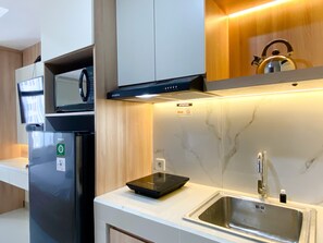 Estúdio | Cozinha privada | Geladeira grande, cooktop