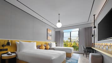 Quarto, 2 camas de solteiro, vista para a montanha | Roupas de cama premium, edredons de pluma, camas com colchões pillow-top