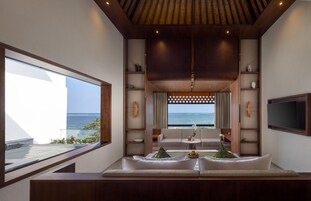 Villa de Luxo, 1 quarto, vista para o mar | Roupa de alta qualidade, camas de colchão viscoelástico, minibar 