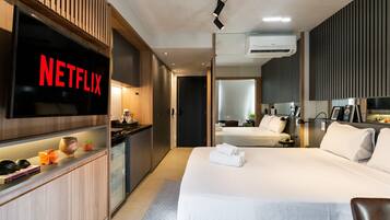 Estúdio Comfort | 1 quarto, cortinas/cortinados opacos, ferro/tábua de engomar