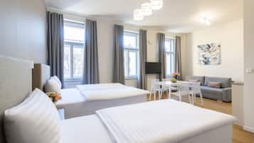 Apartamento luxo (4 Adults) | 1 quarto, roupas de cama premium, camas com colchões pillow-top