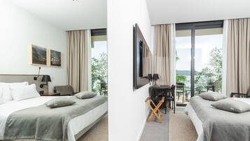 Quarto Duplo Deluxe | 2 quartos, roupa de alta qualidade, camas de colchão viscoelástico