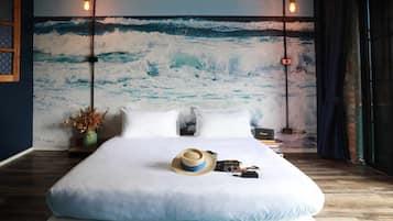 Estúdio luxo, 1 cama King, para não fumantes, vista para a cidade | Roupas de cama premium