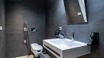 Studio - disability access | Casa de banho | Artigos de higiene ecológicos, um secador de cabelo, toalhas fornecidas