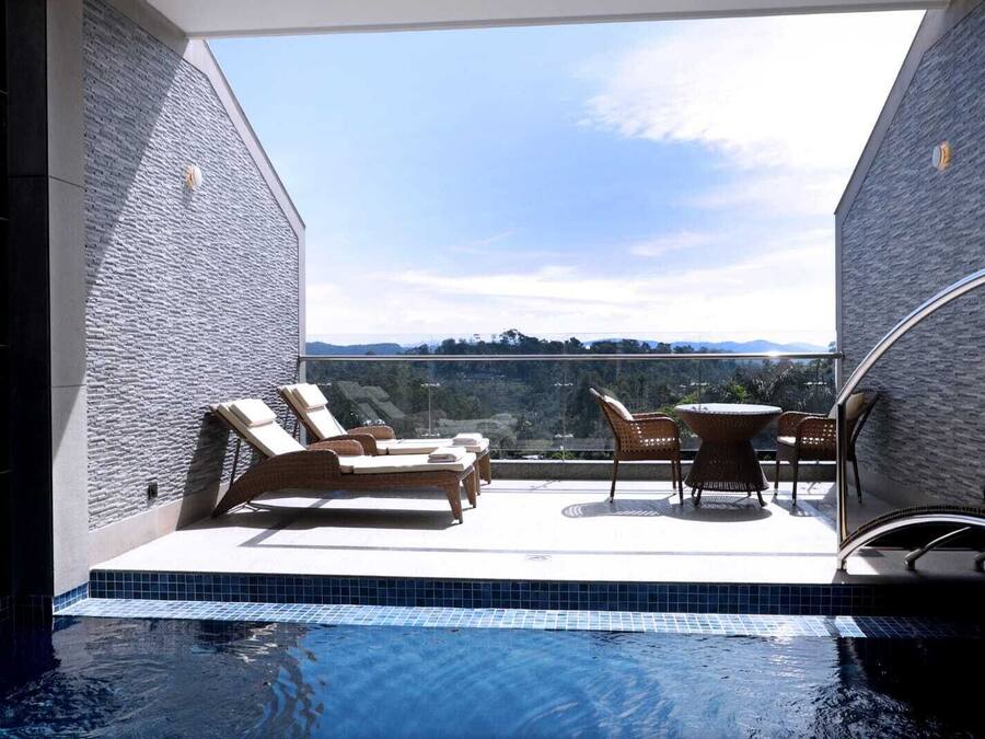 Quarto de Luxo, 1 quarto, piscina privativa, vista para a montanha | Vista para a montanha