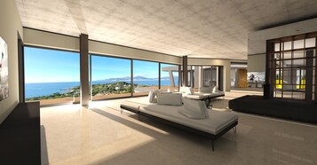 Apartamento Premium | Sala de estar | Televisor de ecrã plano de 117 cm com canais de TV premium 