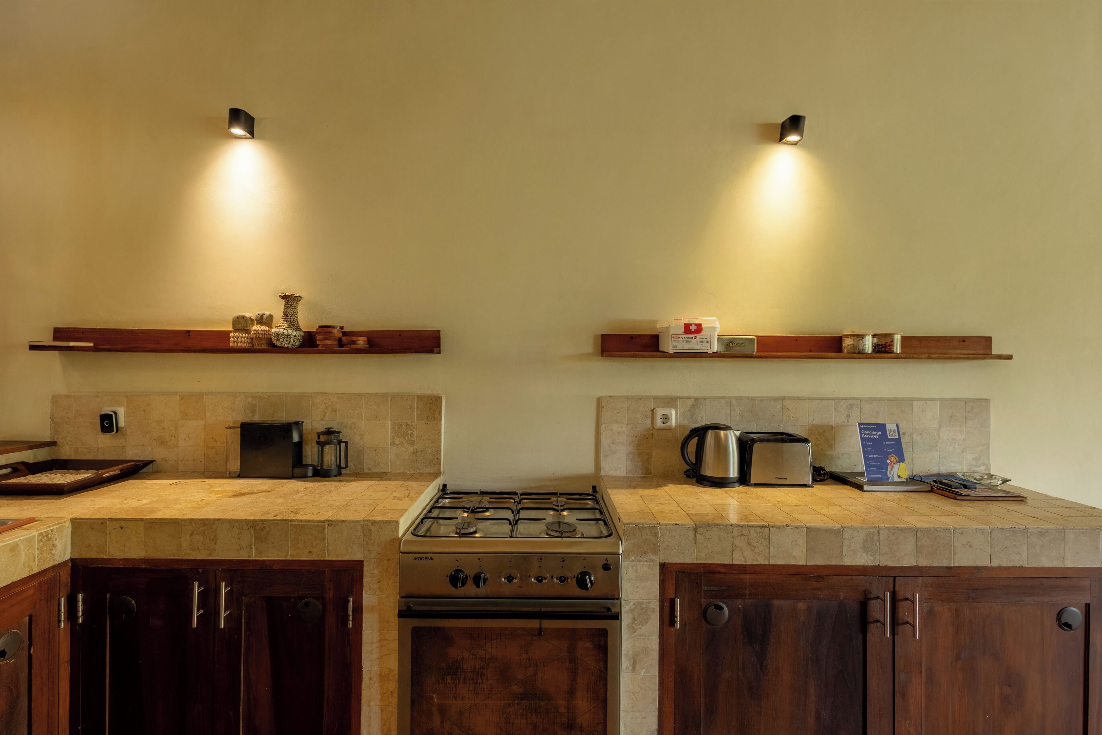 Vila tradicional | Cozinha privada | Geladeira, cooktop, cafeteira/chaleira, chaleira elétrica