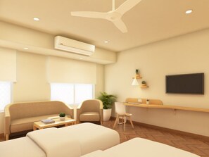 Quarto duplo standard | Escrivaninha, ferros/tábuas de passar roupa, Wi-Fi de cortesia