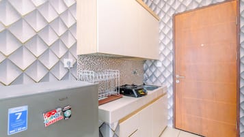 Estúdio | Cozinha privada | Geladeira grande, cooktop