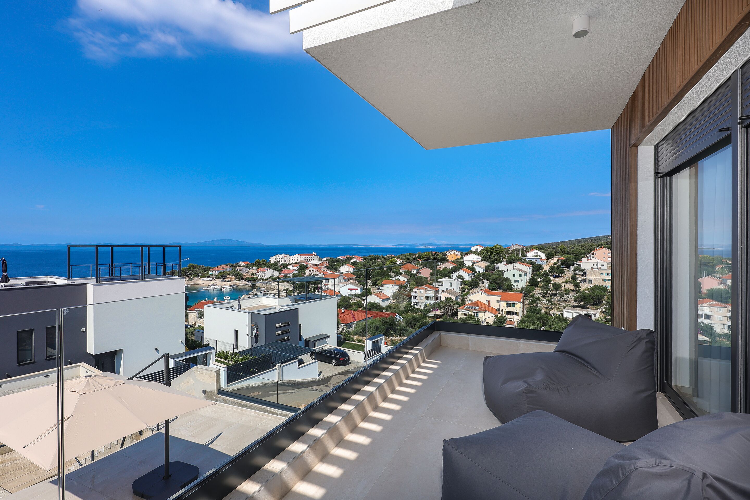 Villa de Luxo, 4 quartos, piscina privativa, vista para o mar | Vista da varanda