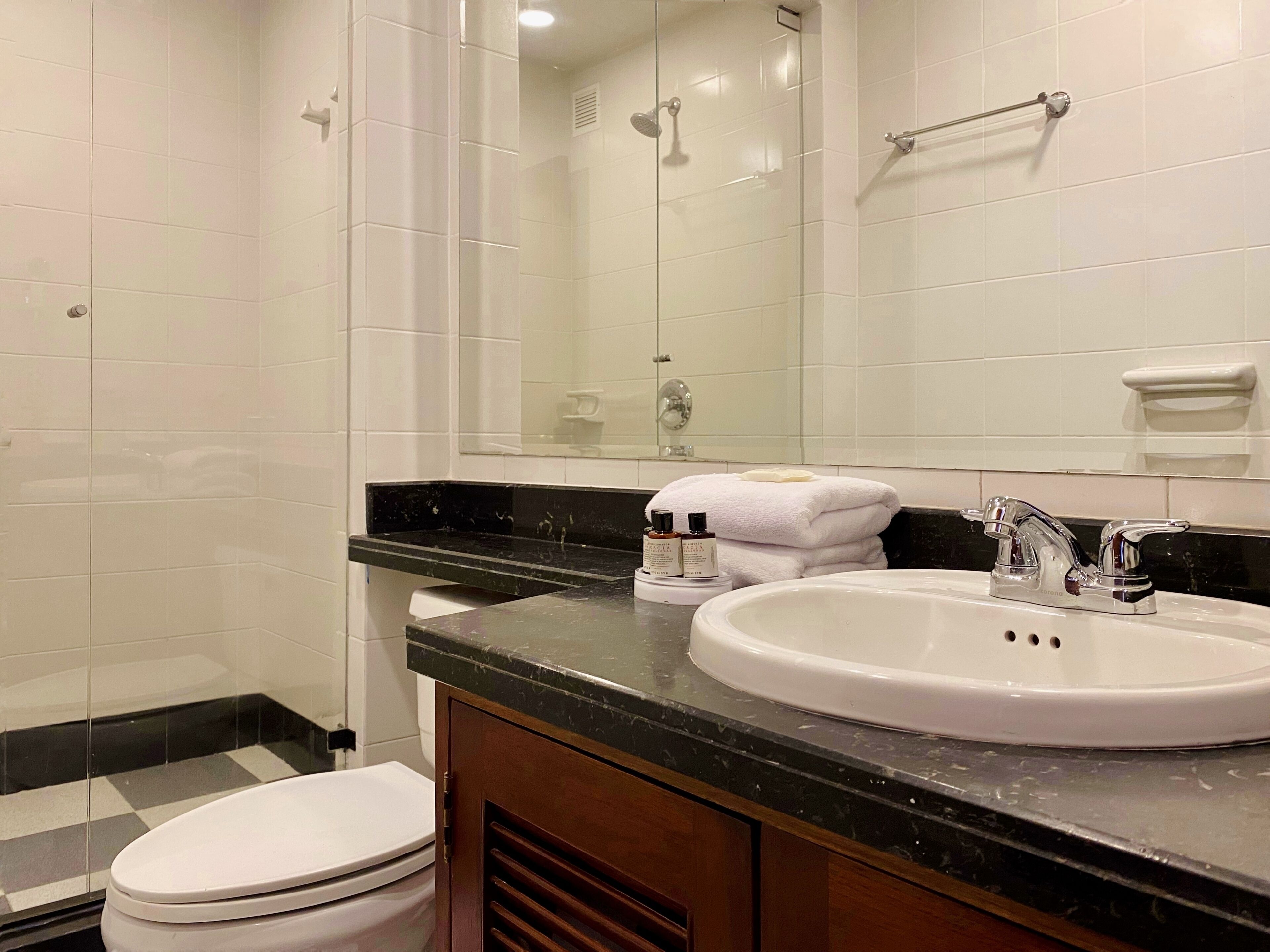 Apartamento club | Banheiro | Chuveiro, secador de cabelo, piso aquecido, toalhas de banho