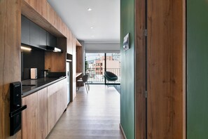 Apartamento (609) | Cozinha privada | Geladeira, micro-ondas, liquidificador