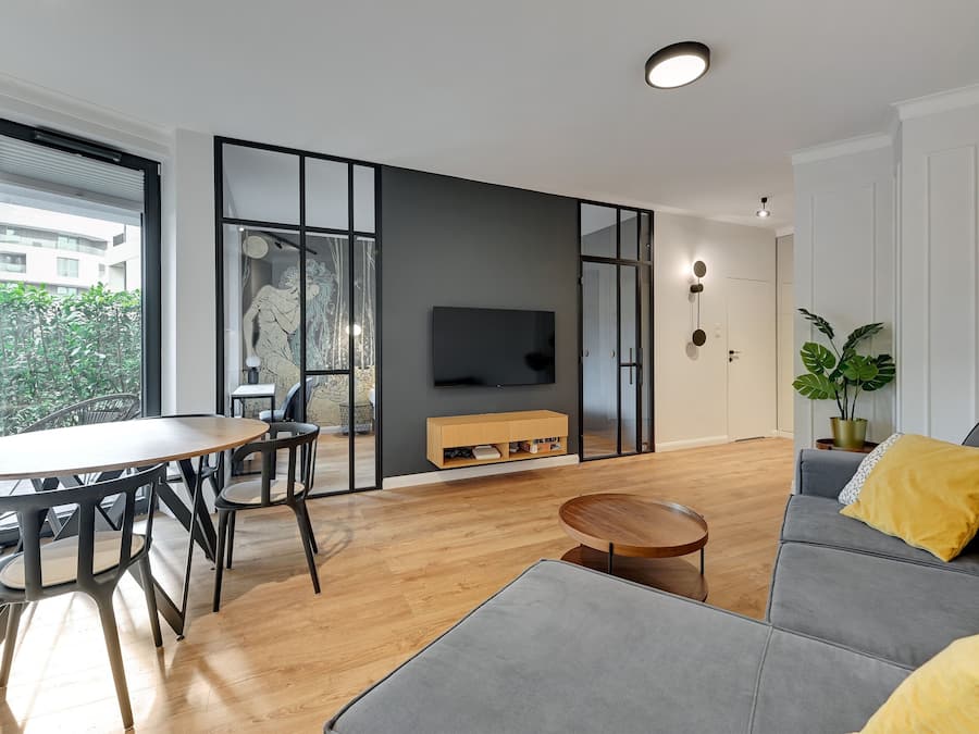 Apartamento luxo, 1 quarto, para não fumantes | 1 quarto, cortinas blackout, ferros/tábuas de passar roupa