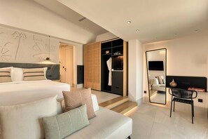 Bangalô, 1 cama King e sofá-cama (Echoes Bungalow with Zen Pool) | Roupas de cama de algodão egípcio, roupas de cama premium