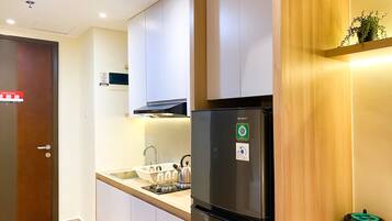 Estúdio | Cozinha privada | Um frigorífico/congelador grande, uma placa de cozinha