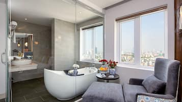 Quarto Duplo Premier, 1 cama king-size, banheira, Vista para a cidade | Vista para a cidade