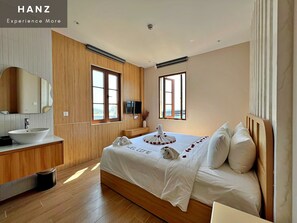 Quarto casal luxo, 1 cama Queen, vista para o mar, de frente para o mar | Roupas de cama de algodão egípcio, roupas de cama premium
