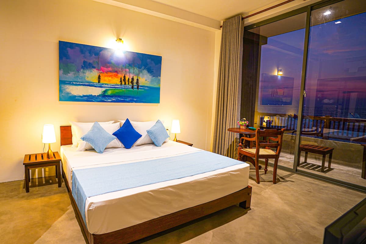 Suite-Estúdio de Luxo, 1 cama king-size, vista para o oceano, junto ao mar | Lençóis de algodão egípcio, roupa de alta qualidade