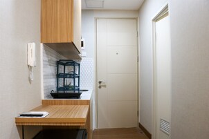 Estúdio | Cozinha privada | Um frigorífico/congelador grande, uma placa de cozinha 