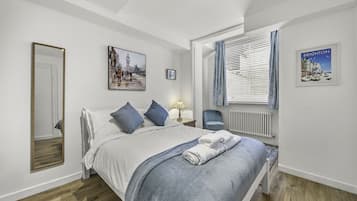 Apartamento clássico, banheiro privativo (B) | 1 quarto, roupas de cama de algodão egípcio, roupas de cama premium