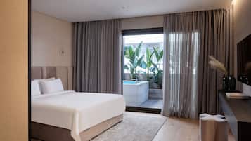 Suite with Hot Tub | 1 quarto, lençóis de algodão egípcio, roupa de alta qualidade