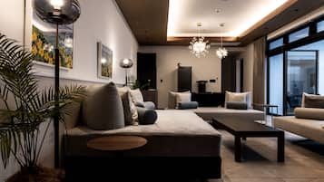 Vila premium, 2 quartos, para não fumantes, sauna seca | Sala de jantar