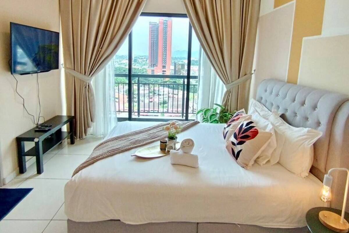 Estúdio Básico, 1 cama queen-size, Vista para a cidade | Lençóis de algodão egípcio, roupa de alta qualidade 