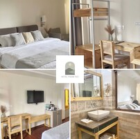 Quarto casal ou duplo luxo | Banheiro | Chuveiro, secador de cabelo, chinelos, toalhas de banho