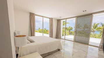 Villa Panorâmica, 4 quartos, piscina privativa, vista parcial para o mar | Roupa de alta qualidade, camas de colchão pillowtop