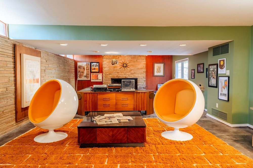 Retro vibes of the 50's, 60's, and 70's with amazing outdoor pool area ...