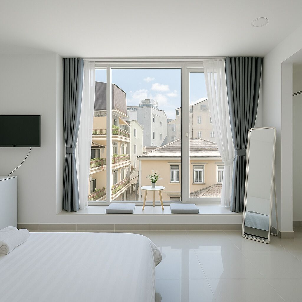 Quarto Duplo Standard | Roupa de alta qualidade, minibar, com mobília individualizada 