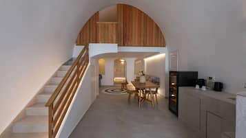 Vila superior (Caldera view, Indoor/Outdoor Hot Tub) | Área de estar