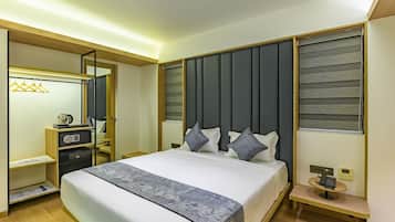 Quarto premium | Roupas de cama de algodão egípcio, roupas de cama premium, frigobar